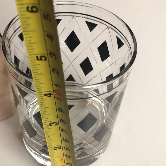 Vintage | Dining | Vintage Modern Black Gold Diamond Rocks Glasses ...
